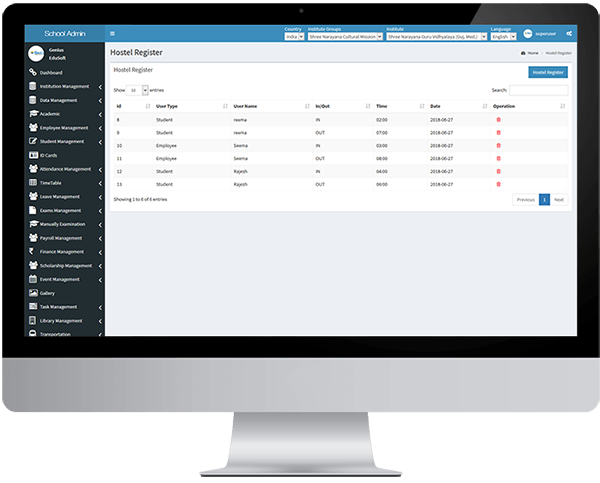 Hostel Management System - Genius Education Management System